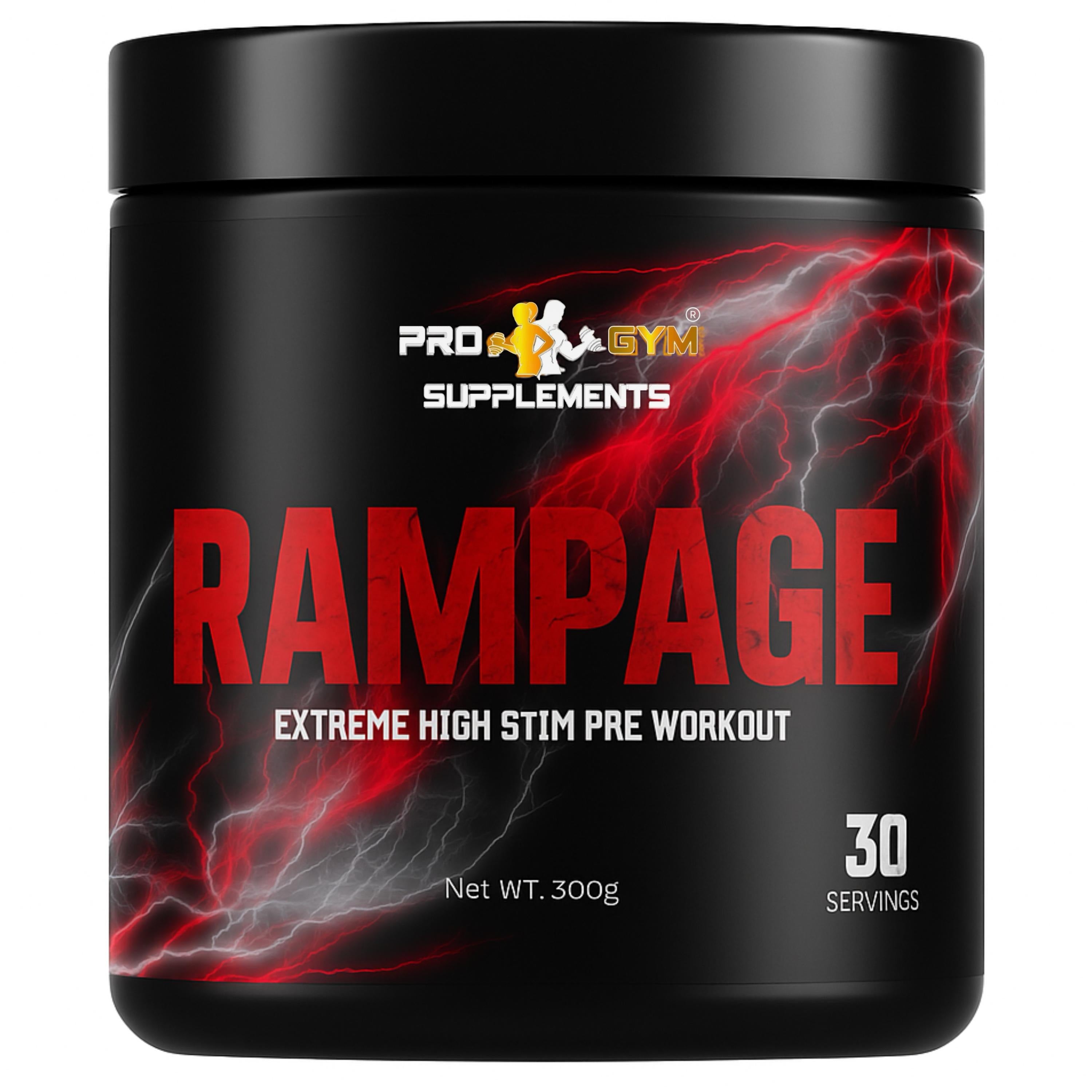 Rampage Extreme High Stim Pre Workout by Pro Gym Supplements 30 Servin ...